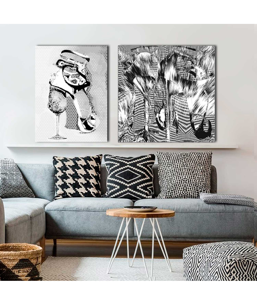 Biało czarny obraz grafika z butami szpilkami na ścianę do salonu ...